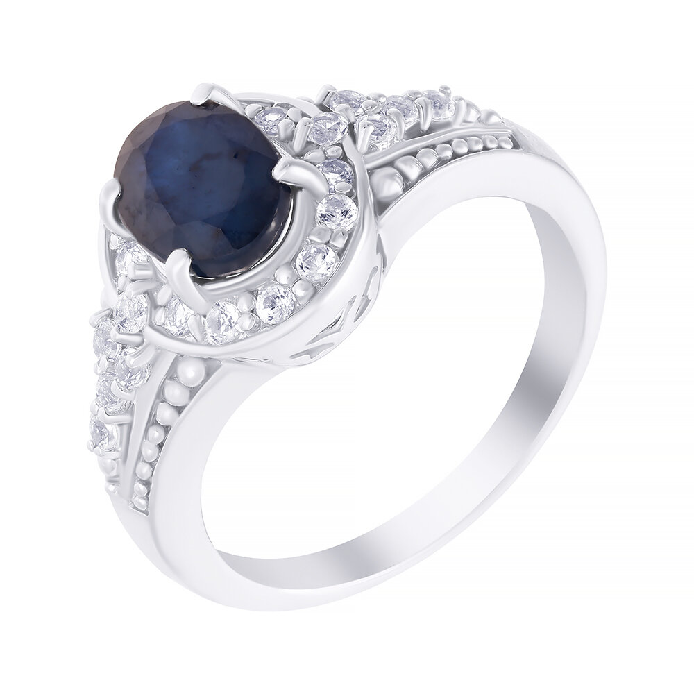 Кольцо, серебро, 925 проба, корунд, топаз