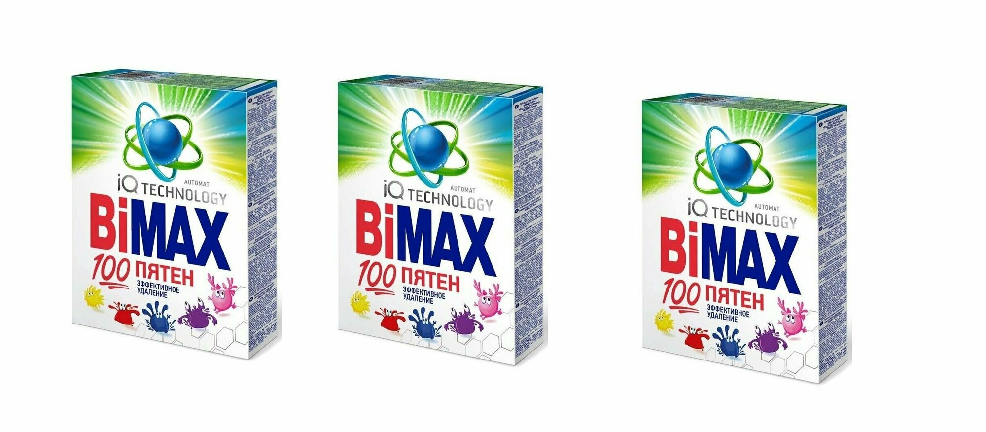 BiMAX Стиральный порошок "100 пятен", автомат, 400 гр, 3 штуки