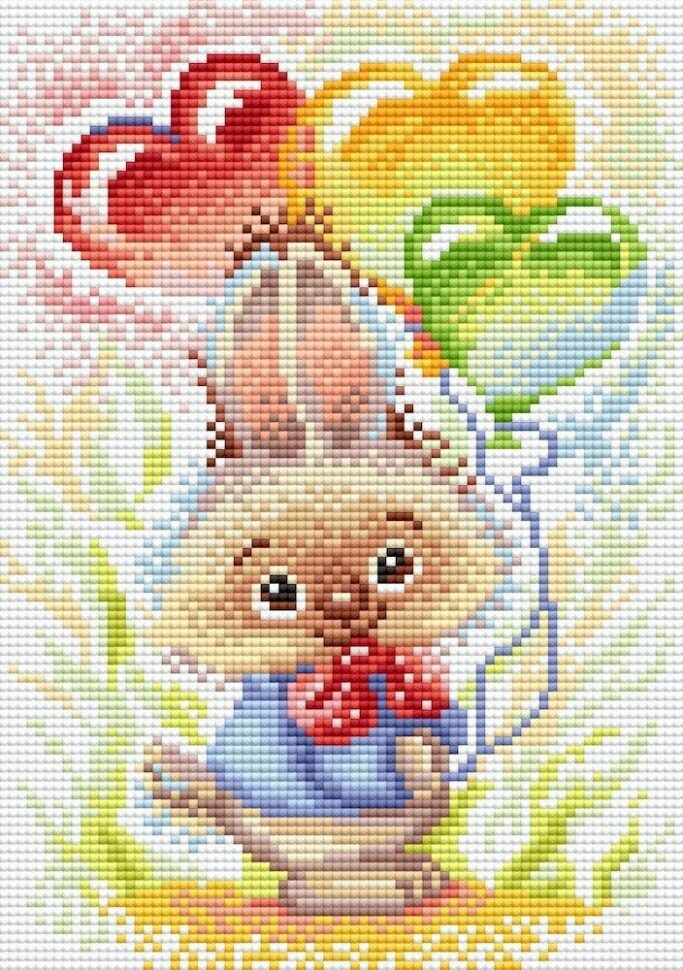Набор Brilliart #МС-115 Зайка с шариками, Алмазная Мозаика, 19 x 27 см