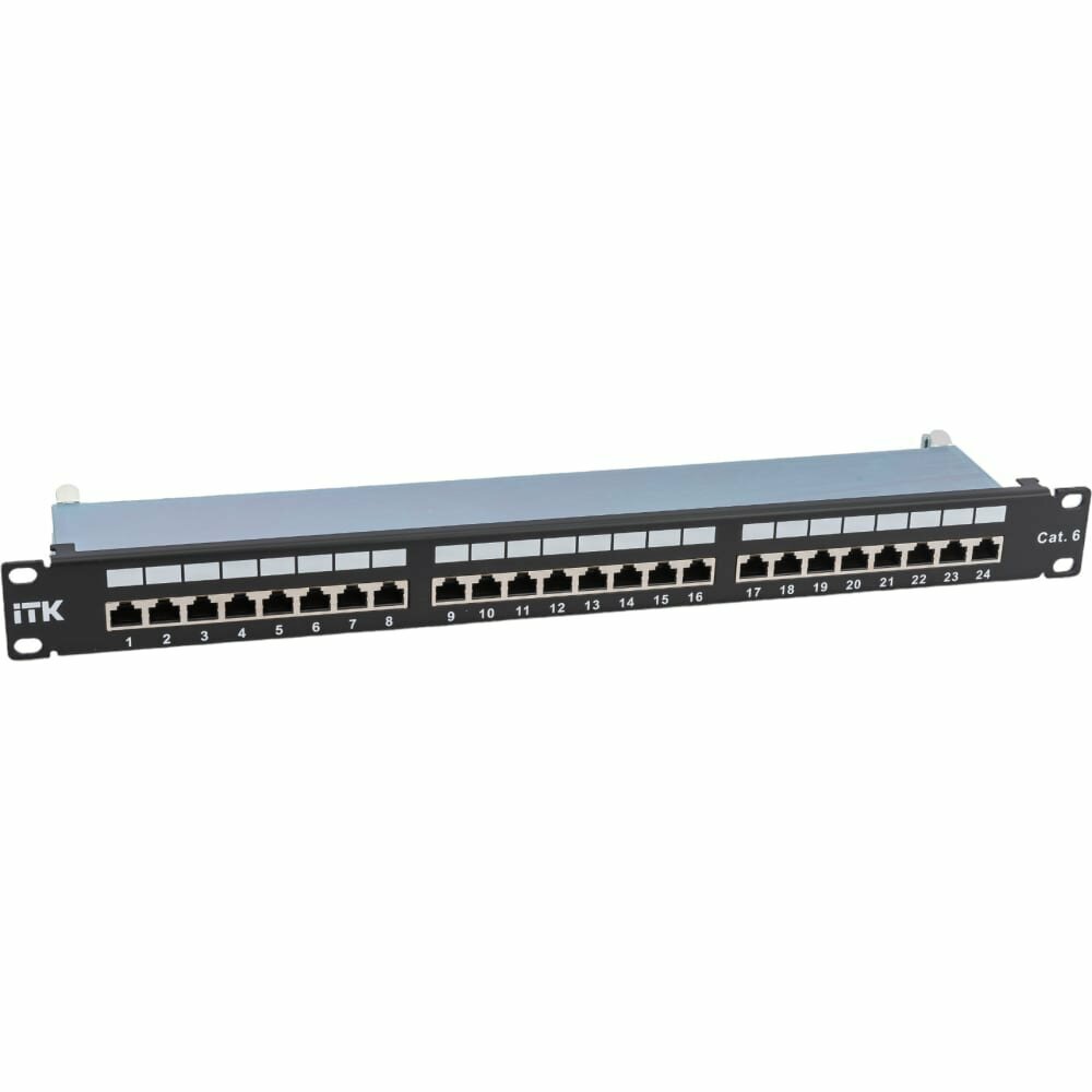 Патч-панель ITK 1U кат.6 STP, 24 порта Dual, с кабельным органайзером PP24-1UC6S-D05