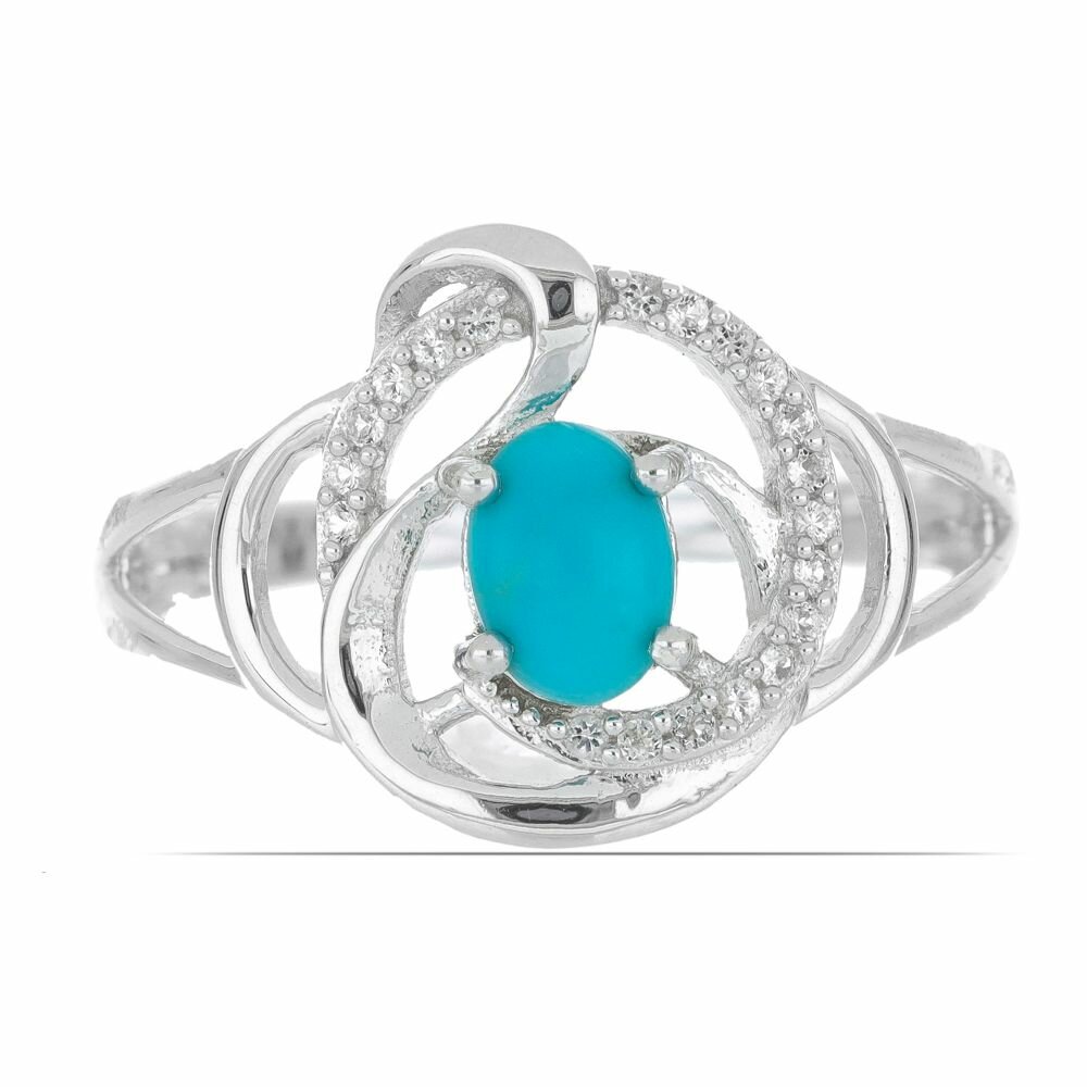 Кольцо тонкое, серебро, 925 проба, родирование, топаз