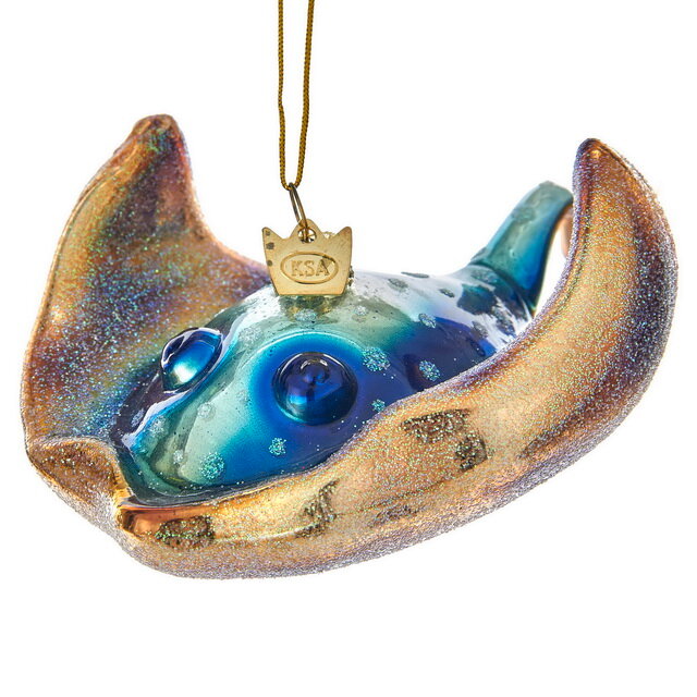 Стеклянная елочная игрушка Скат - Royal Ocean 13 см, подвеска, Kurts Adler, NB1343