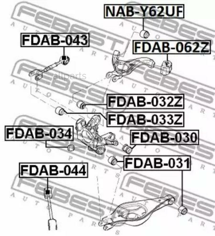 FEBEST FDAB-062Z Сайлентблок задний заднего верхнего рычага FORD EXPLORER V TUB 2011- FEBEST FDAB-062Z