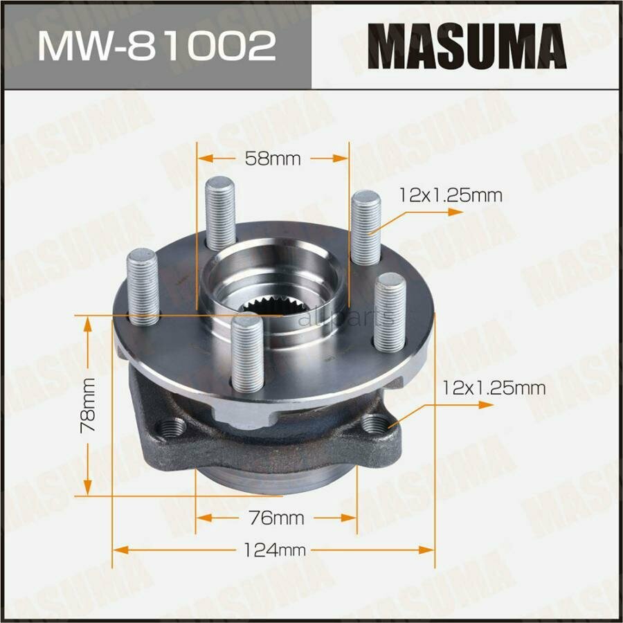 MASUMA MW-81002 к-кт подшипника ступицы передней! в сборе со ступицей\ Subaru Forester 12>/XV 12>