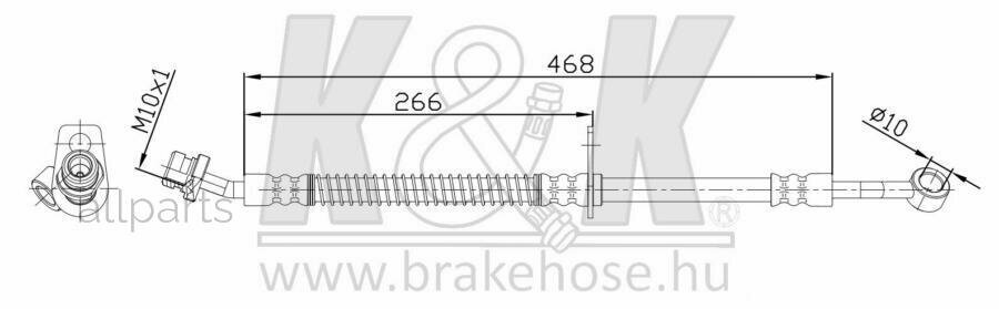 K&K FT0556 Шланг тормозной KIA Rio II. 1.4 16V 1.5 CRDi 1.6 16V 03.05-