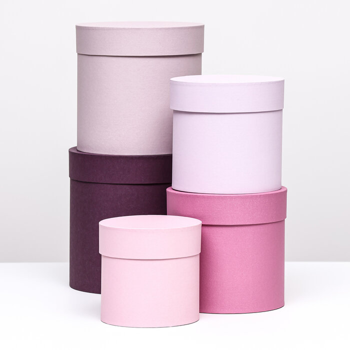 Набор круглых подарочных коробок 5 в 1 «Весенний», 20×20 - 11×11 см