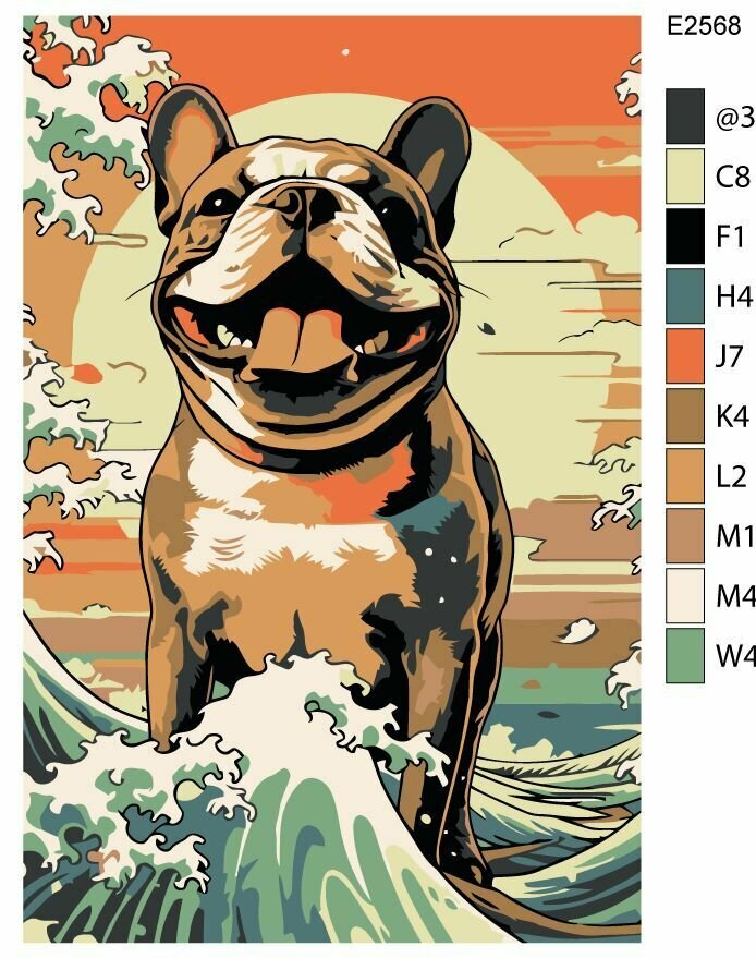 Детская картина по номерам E2568 "Французский бульдог с широкой улыбкой" 20x30