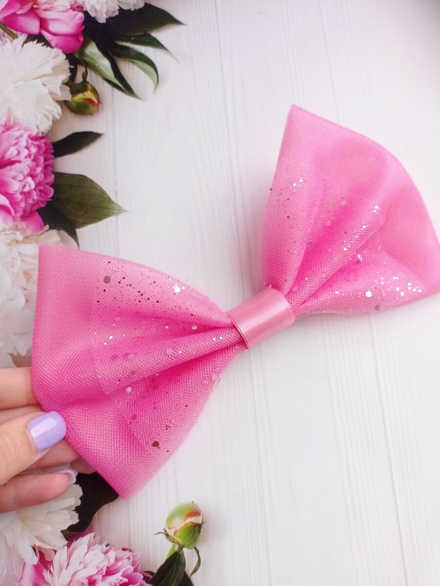 Бант LERANA, для костюма куклы, ручной работы, фатин, длина 22см, розовый