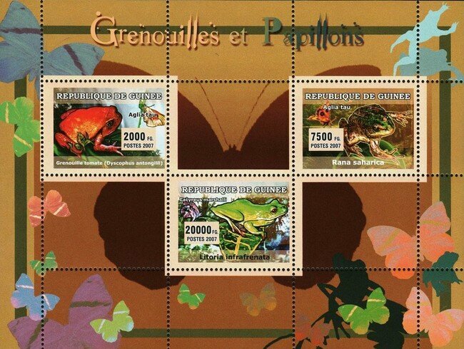 Почтовые марки Гвинея 2007г. "Фауна" Лягушки MNH