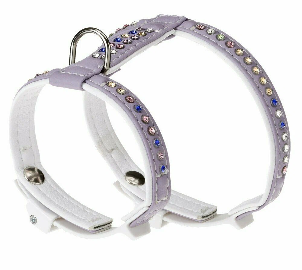 Шлейка Ferplast LUX XS экокожа со стразами сиренево-белая (76030519)