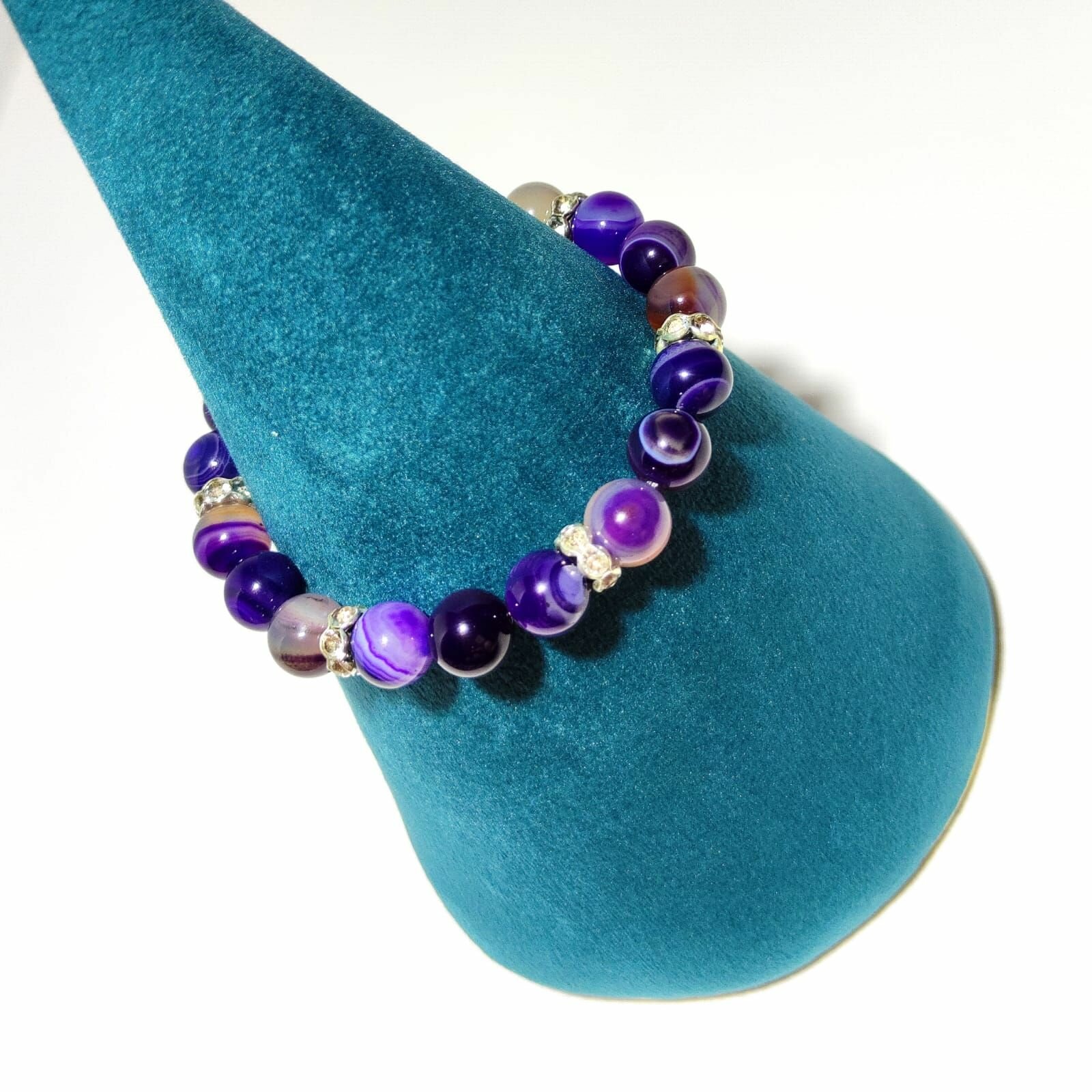 Браслет, агат, стразы