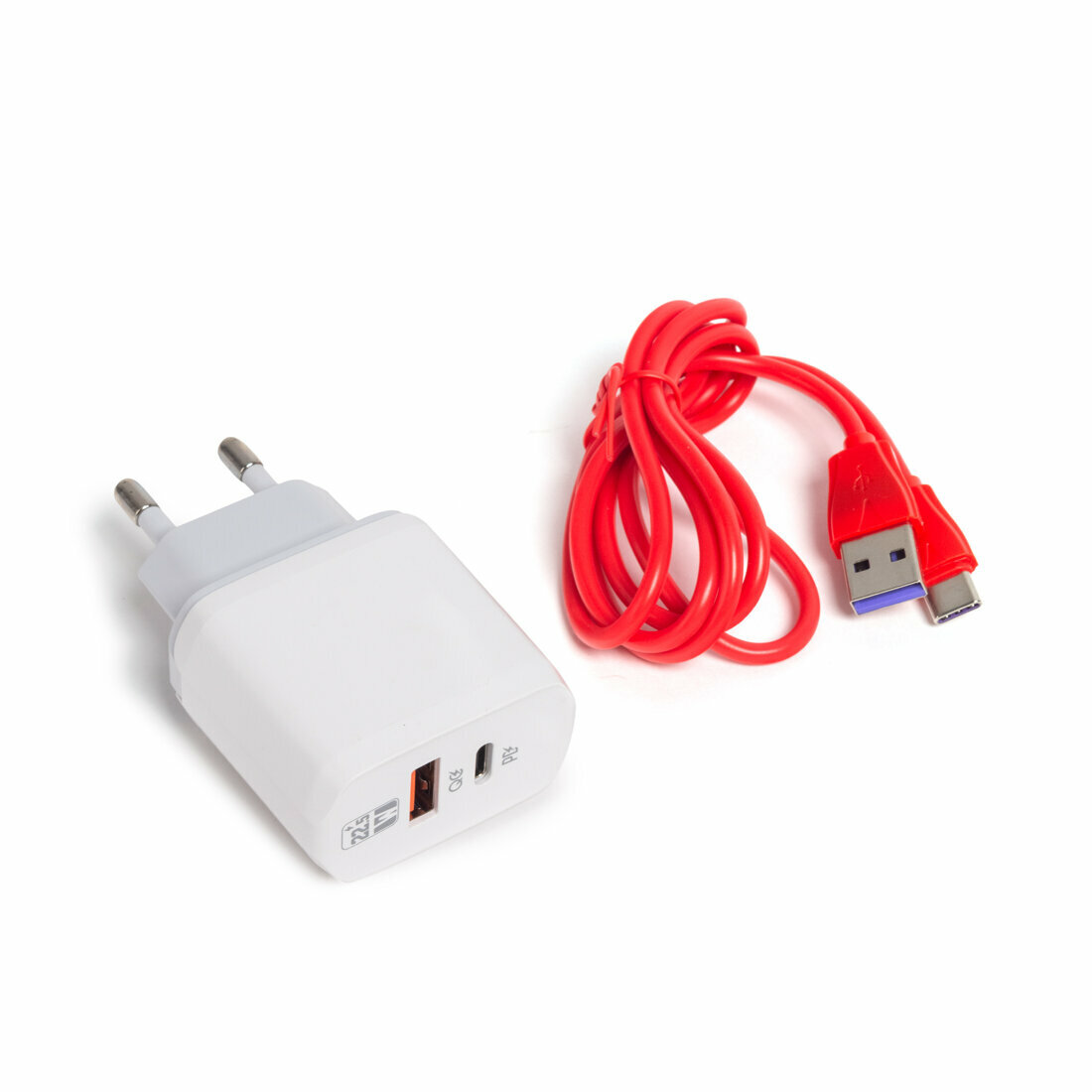 Сетевое зарядное устройство LDNIO A2421C, 1USB QC3.0, 1PD + кабель USB - Type-C (white)
