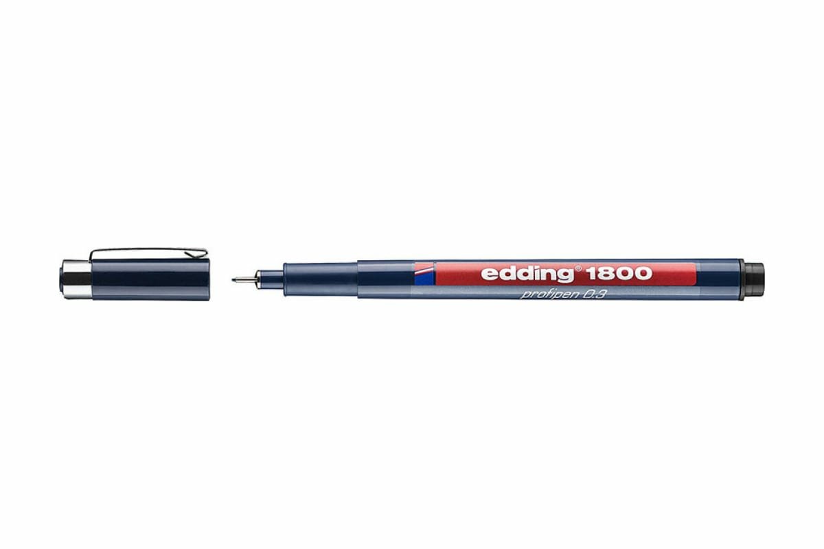 Edding E-1800-0.3 капиллярная ручка-фломастер для черчения круглый наконечник 0.3мм черная