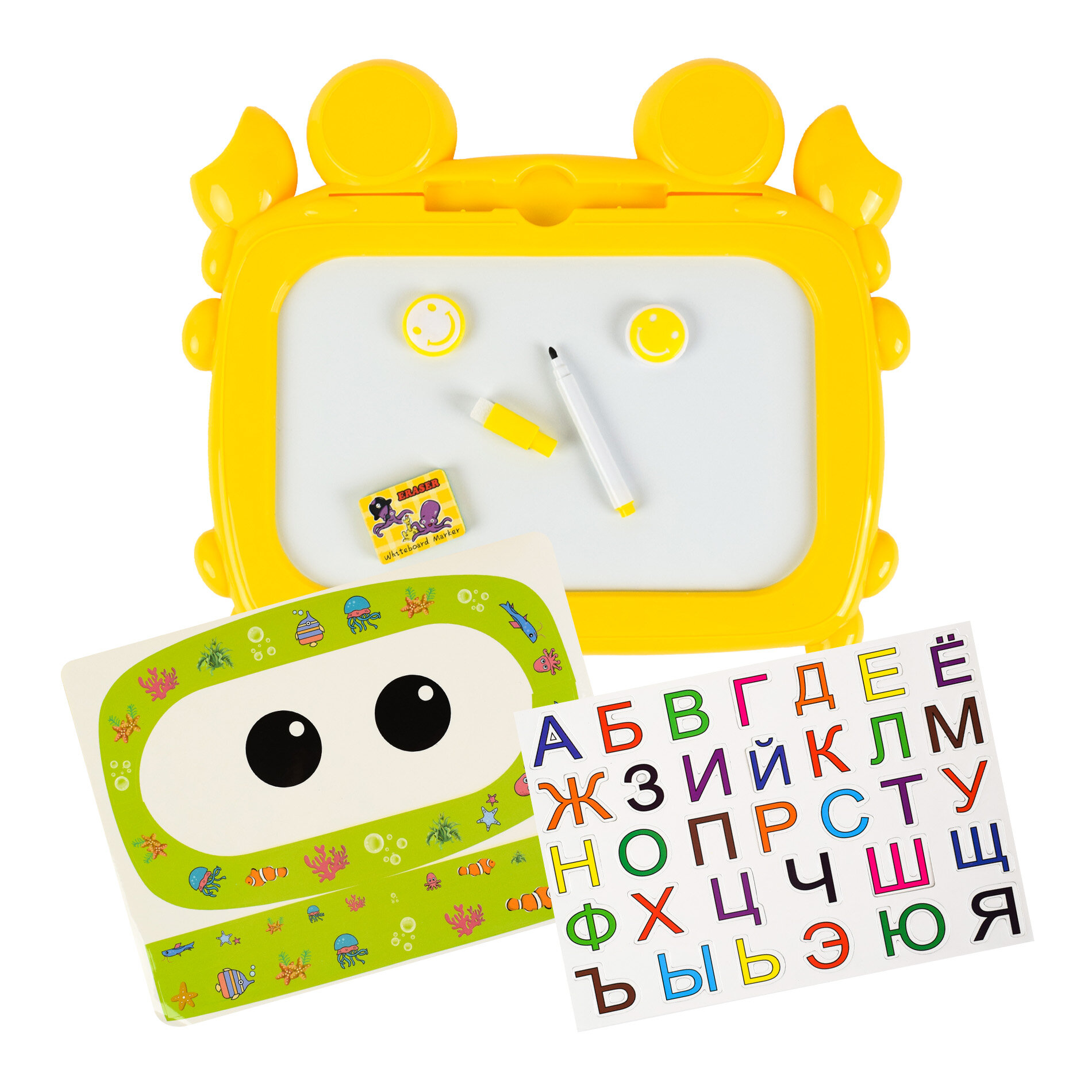 Доска для рисования Miksik, магнитно-меловая, двусторонняя, желтая