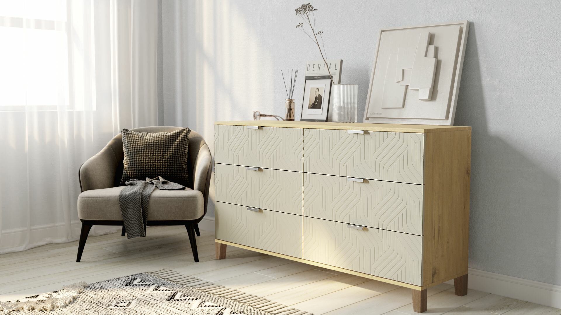 Комод с ящиками для одежды Йорк 7 Сантьяго с 6 ящиками 140х40х80