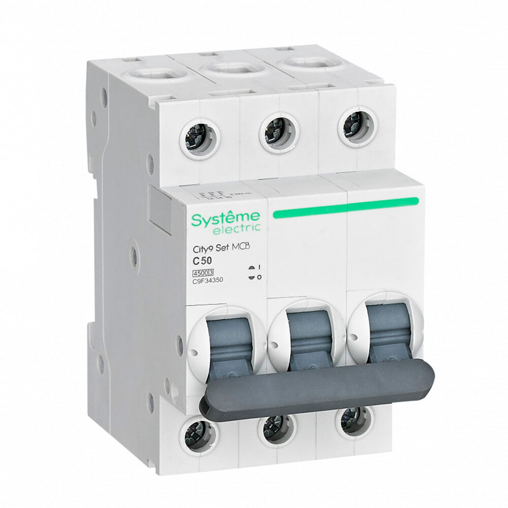 Автоматический выключатель модульный Systeme Electric City9 Set 3P 50А тип C 4,5 кА 400 В (C9F34350)