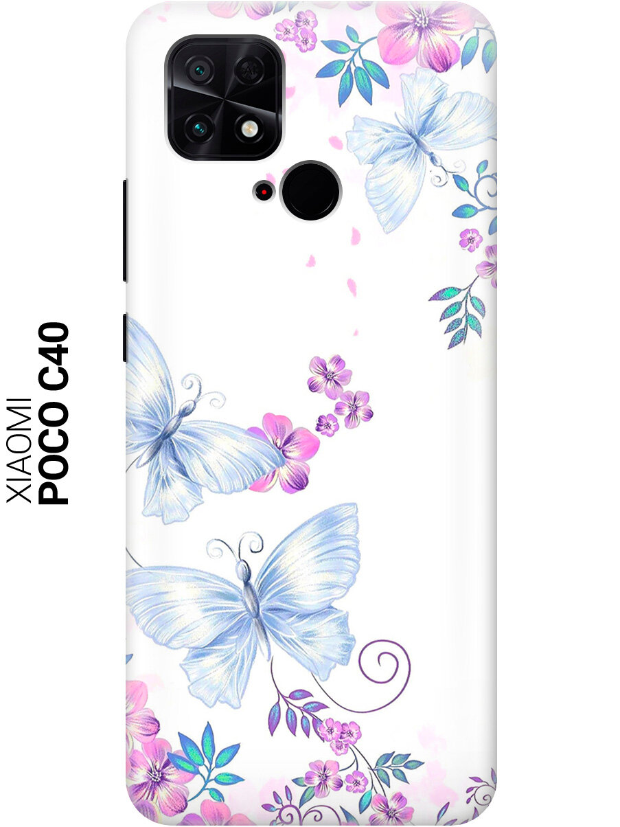 Силиконовый чехол на Xiaomi Poco C40 / Сяоми Поко С40 с рисунком "Бабочки и фиалки"