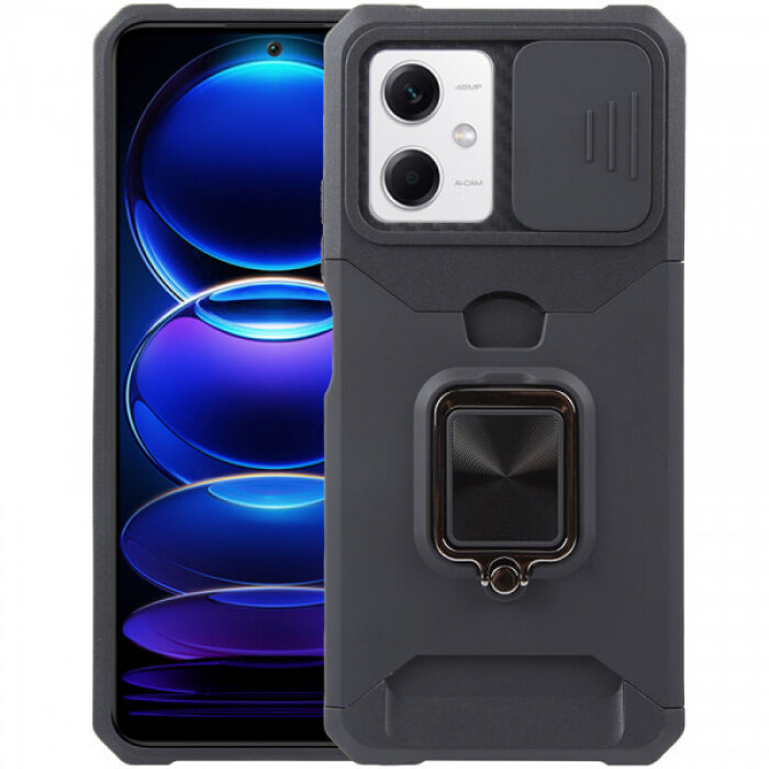 Multi Case Чехол с кольцом, отделением для карты и шторкой камеры для Xiaomi Redmi Note 12 5G / Poco X5 5G