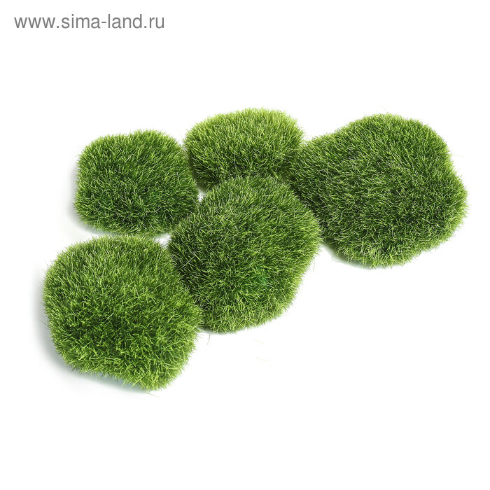 Мох искусственный, для декора, Мохнатые камни, набор 5 шт, зелёный, Greengo