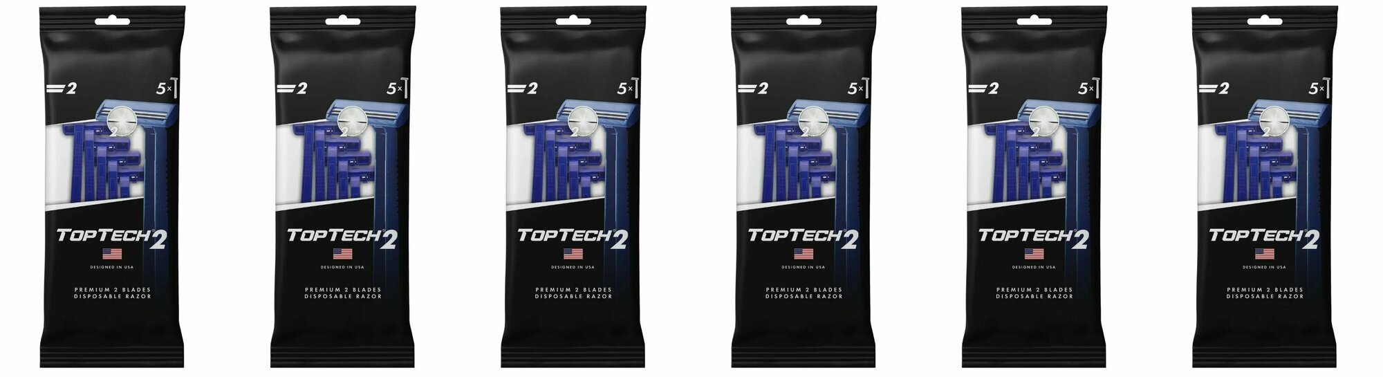 TopTech 2 Мужские бритвы одноразовые, 5шт - 6 упаковок