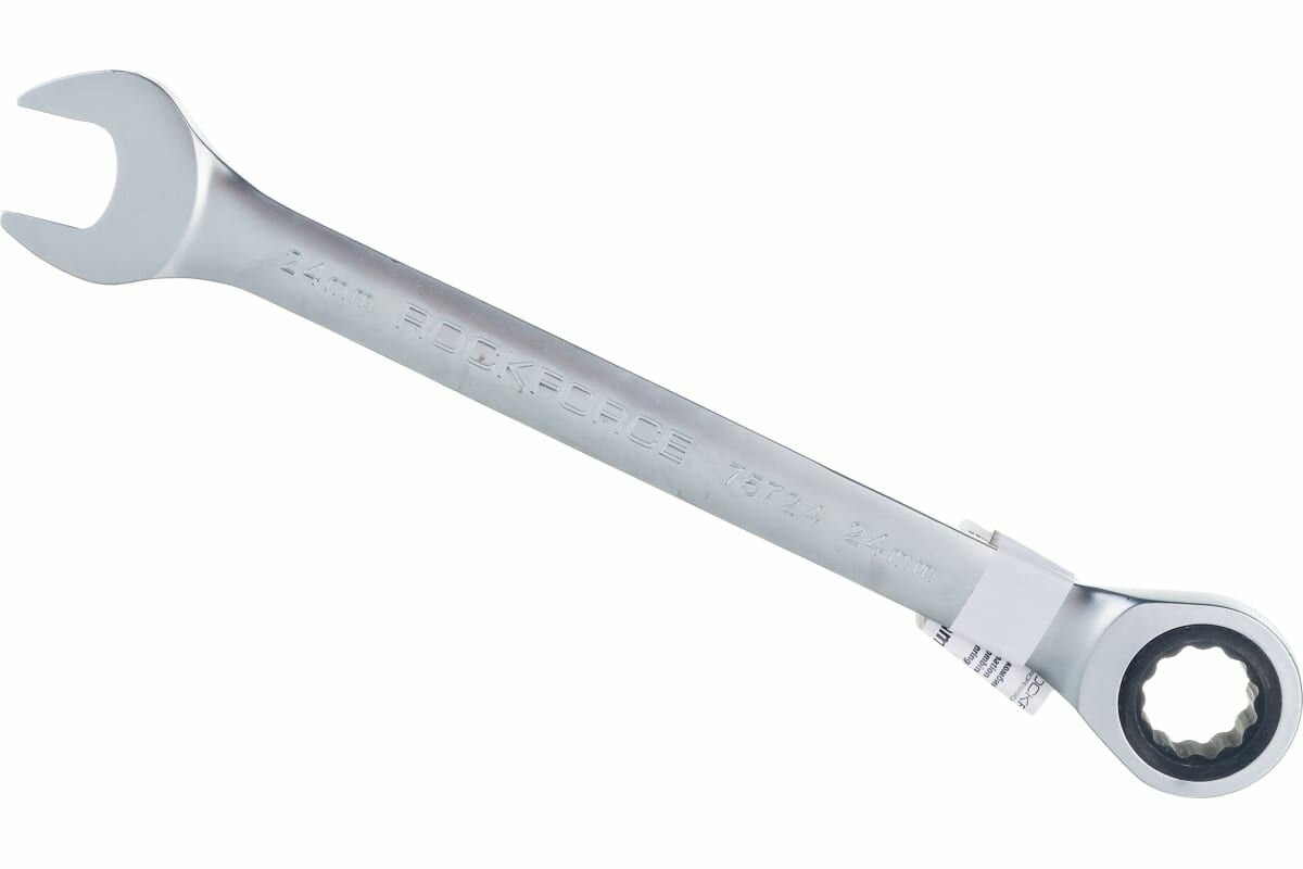 Комбинированный ключ ROCKFORCE C24, трещотка, хромованадиевая сталь, серебристый, 24 мм