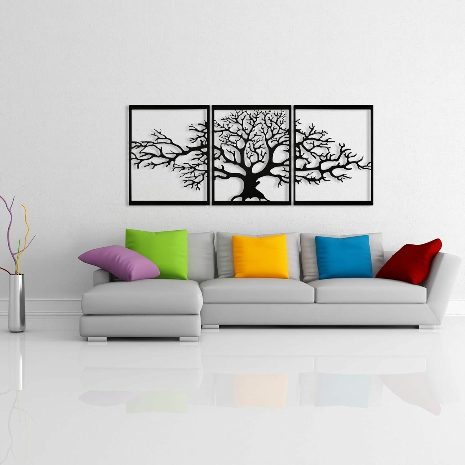 Декоративное панно деревянное, 3 модуля древа