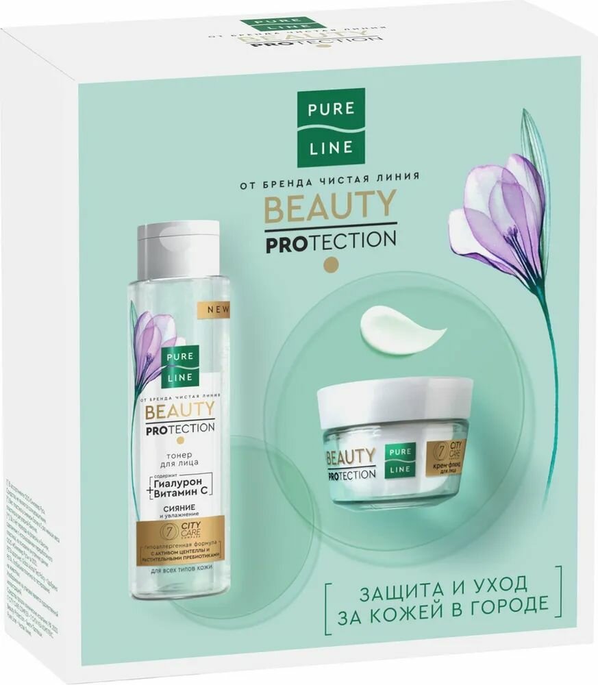 Чистая Линия Beauty Protection, Тонер 110 мл, Крем-флюид для лица 45 мл