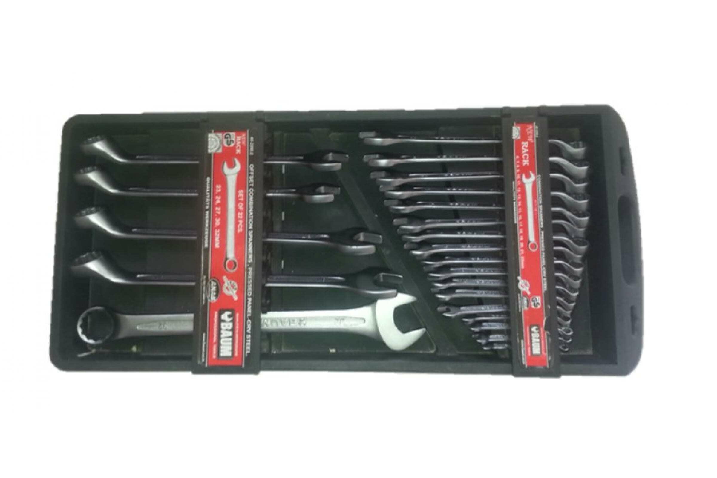 Набор ключей комбинированных BAUM 40-22МР 75 гр. в пластиковом держателе 22 предмета, 6мм-24 мм, 27мм, 30мм, 32мм