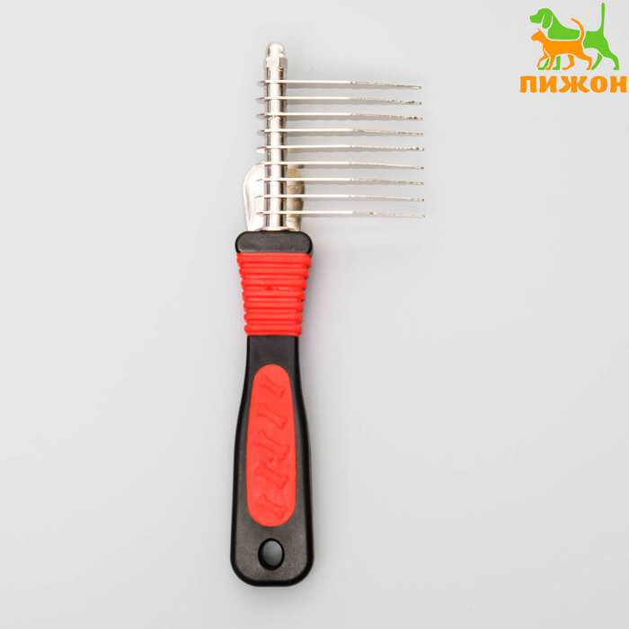 Колтунорез боковой 9 лезвий, 6,5 х 19 см, чёрно-красный