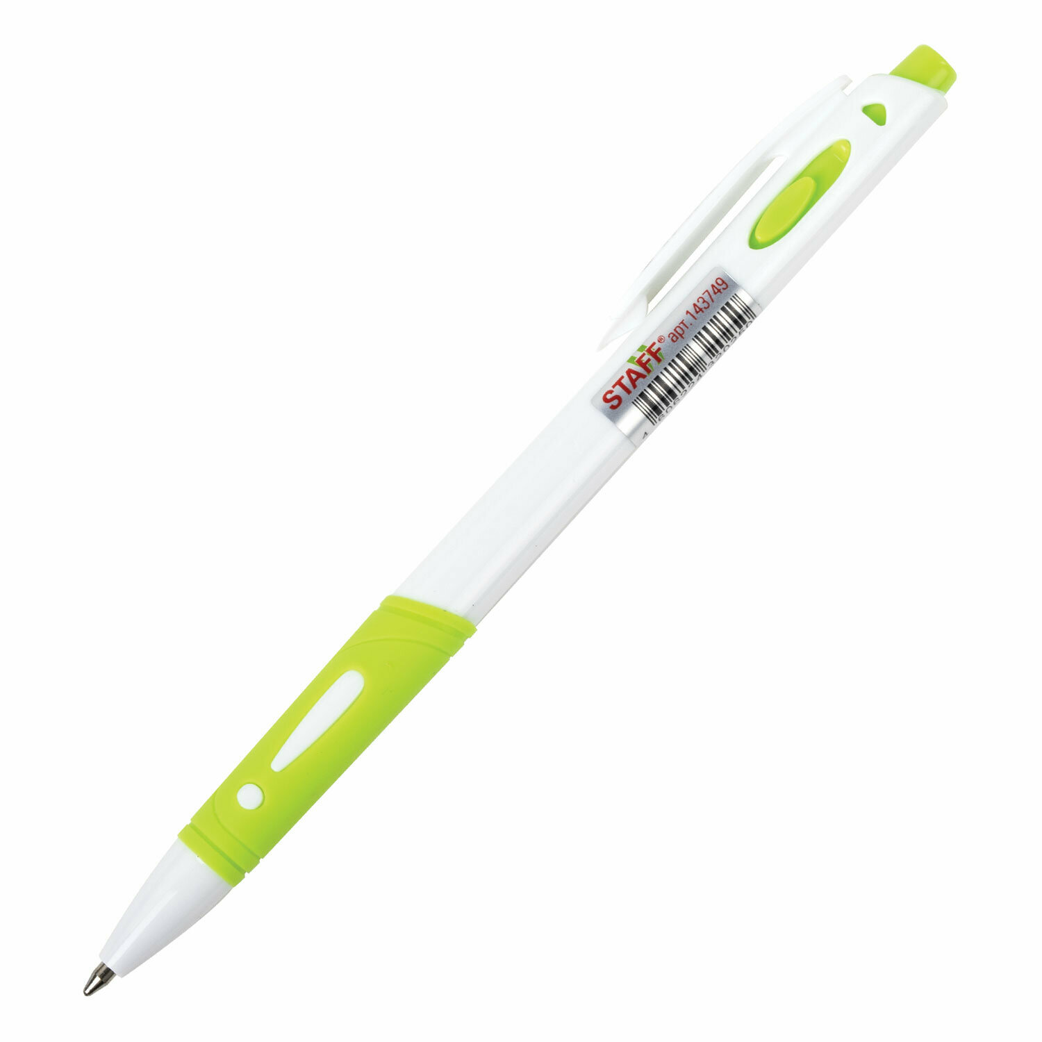 Упаковка 96 шт. Ручка шариковая автоматическая с грипом STAFF "BP-16 White", синяя, ассорти, линия письма 0,35 мм, 143749