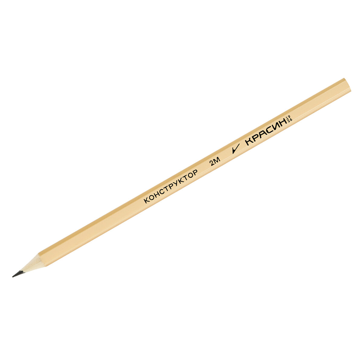 Чернографитный карандаш Красин "Конструктор", 2M, 2B, шестигранный, заточенный