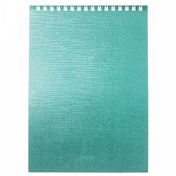 Блокнот А5 мягкая обложка на гребне 80 листов (Hatber) Metallic Мята бумвинил арт 80Б5бвВ1гр. Количество в наборе 4 шт.