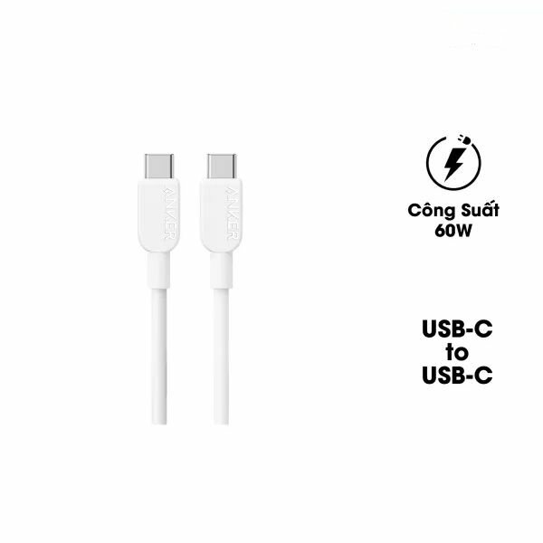 Кабель для зарядки ANKER 310 Usb-C to Usb-C 60W 1.8m - White