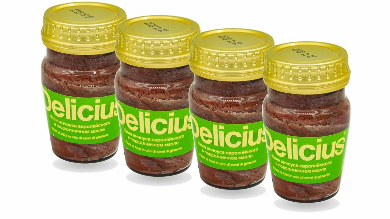 Анчоус DELICIUS филе в подсолнечном масле 78г*4штуки
