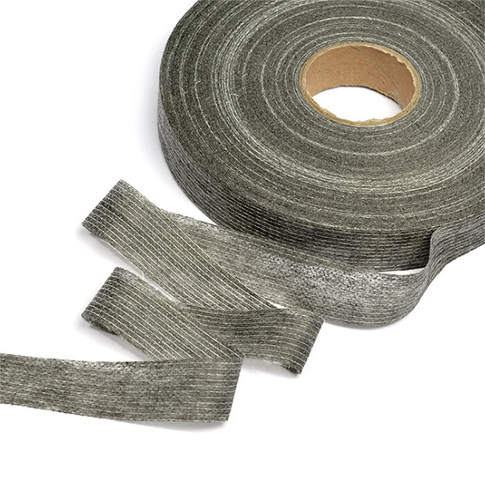 Лента клеевая нитепрошивная по долевой 25мм (лента для укрепления швов) цв. серый (50 метров)