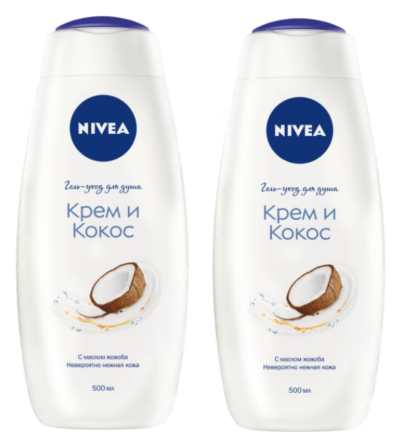 Гель для душа Nivea Крем и кокос, 500 мл, 2 шт