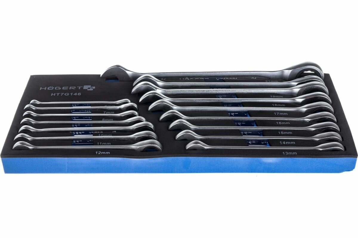 Набор рожково-накидных ключей с трещоткой 16шт, ложемент EVA