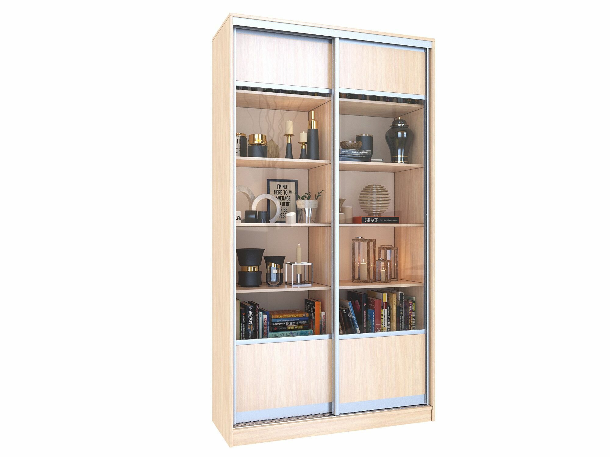 Книжный шкаф "Дижон 10" 90х220х40, дуб молочный