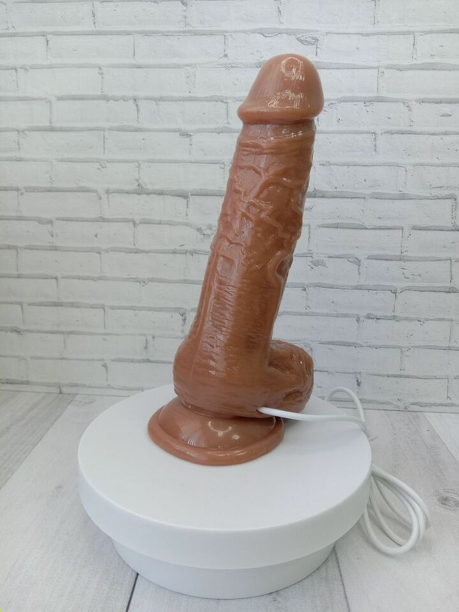 На присоске фаллос вращение + выдвижение triple vibrator penis 19,5см