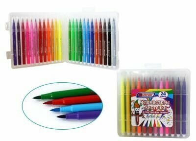 Фломастеры - кисточки 24 цв в пластиковом пенале NEW