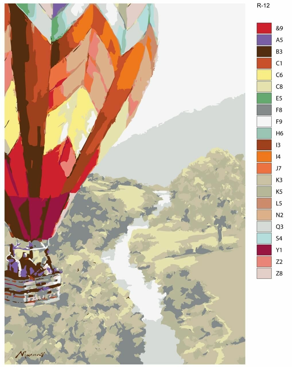 Картина по номерам R-12 "Каппадокия. Люди поднимаются на воздушном шаре" 50x70 см