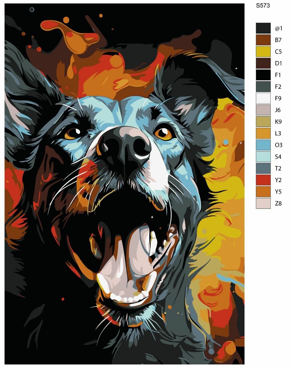 Картина по номерам S573 "Бордер-колли. Собака" 50x70 см