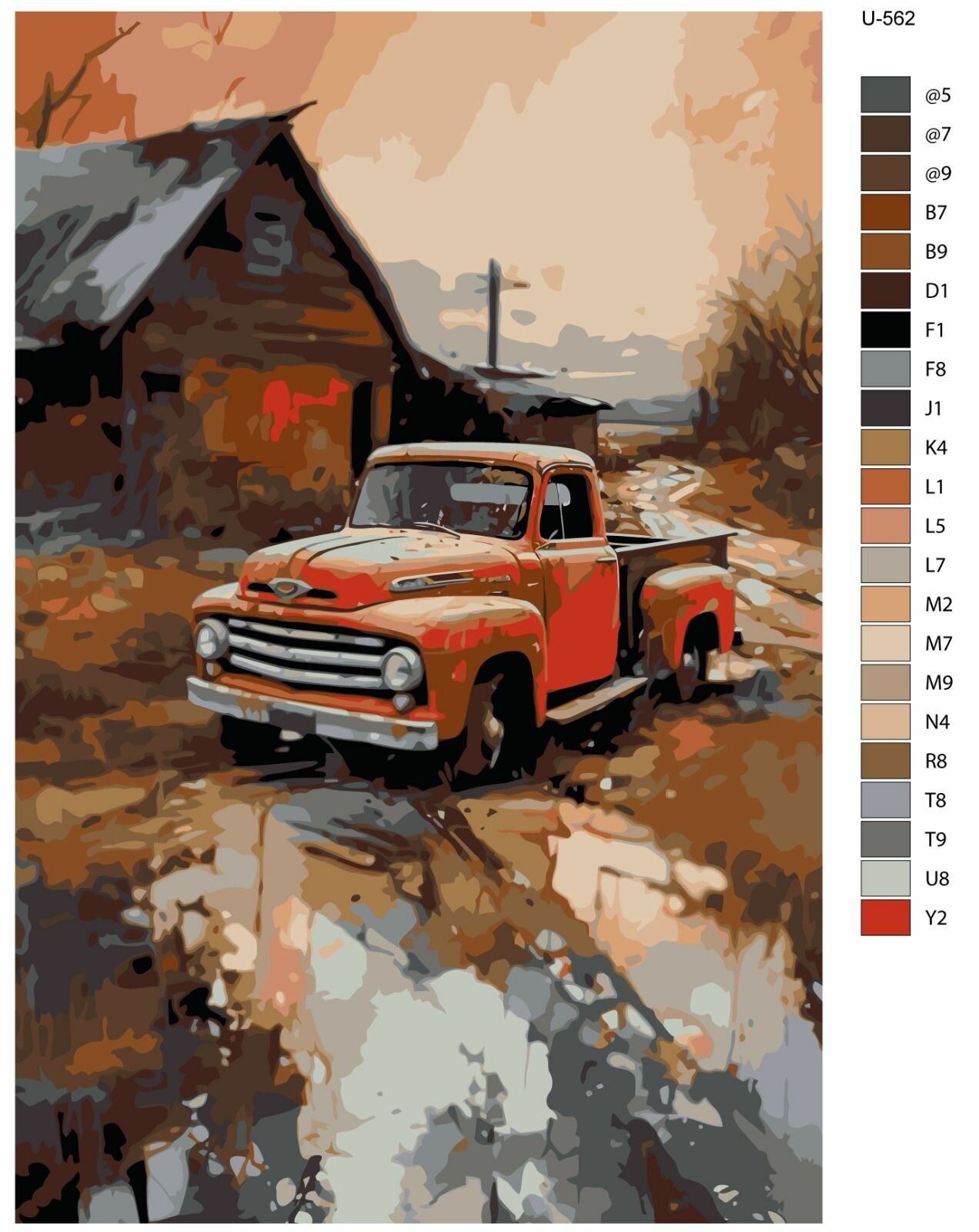 Картина по номерам U-562 "Арт Тачки. Старый пикап" 70x110 см