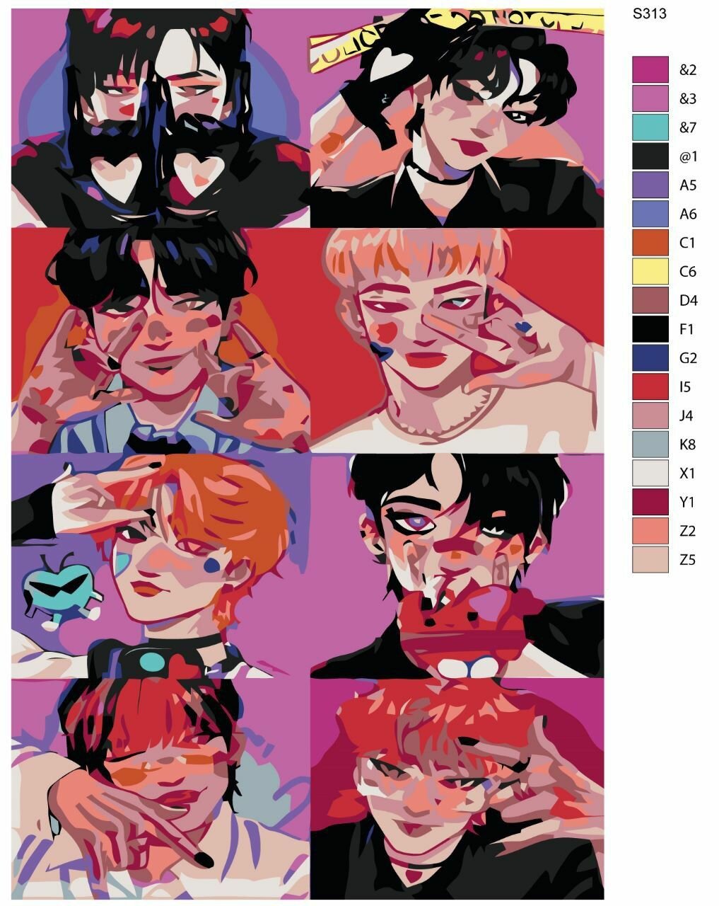 Картина по номерам S313StrayKids "K-pop группа - Stray Kids (Стрей Кидс)" 40x60 см