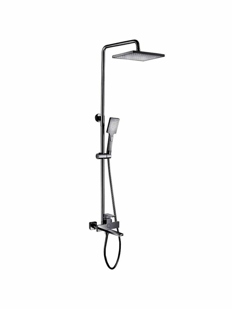 Душевой гарнитур Ganzer GZ28061, латунь, хромоникелевое покрытие, черный/хром