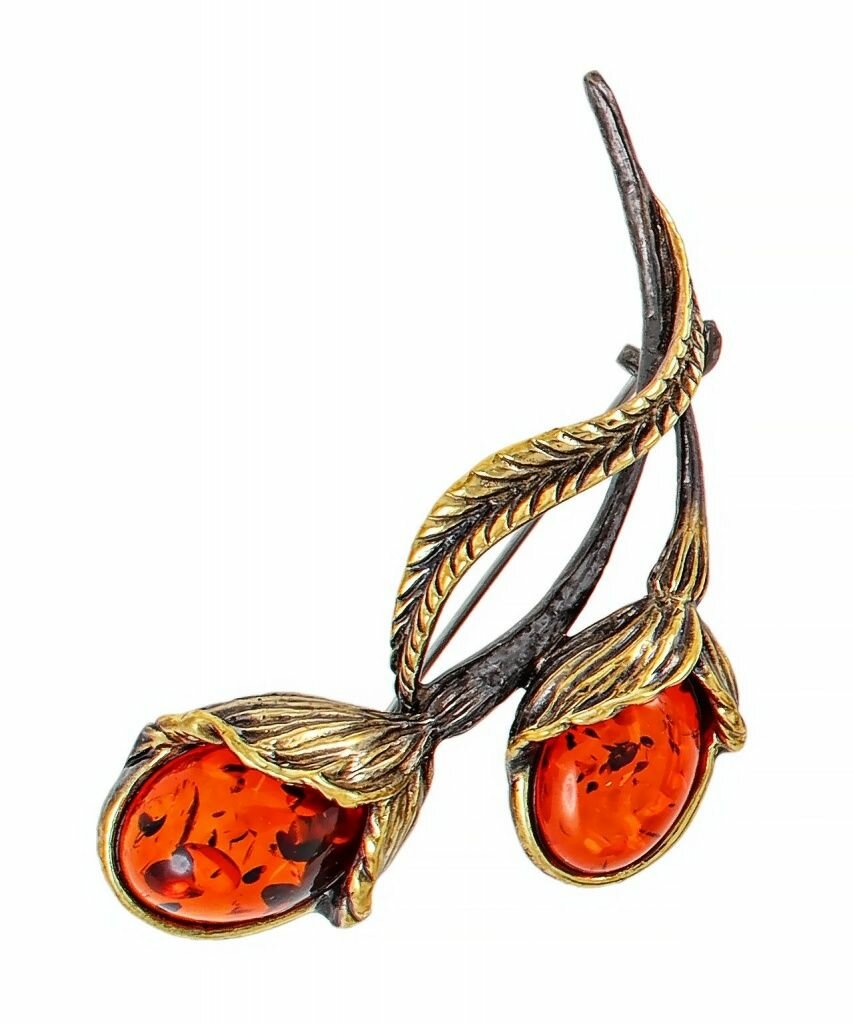 Брошь, янтарь