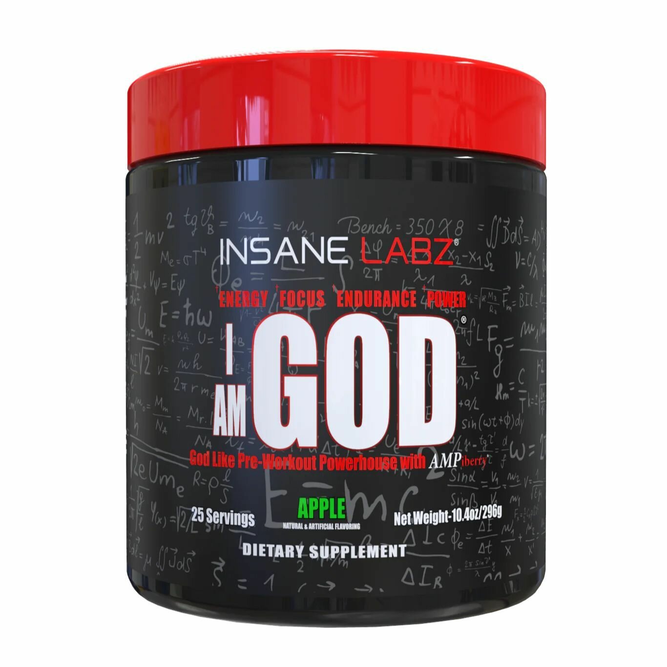 Предтренировочный комплекс 25 порций Инсейн Ай эм Год Insane Labz I-am God 296 гр. со вкусом яблока