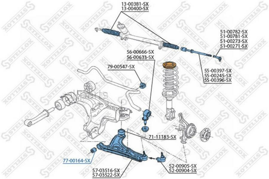 STELLOX 7700164SX сайлентблок рычага пер!\ VW Polo 94>/Lupo 98>