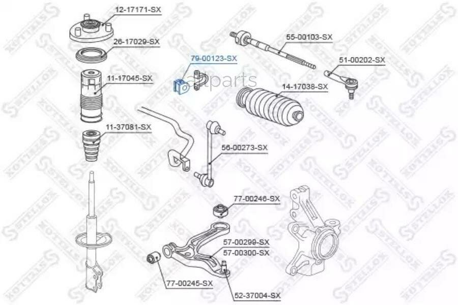 STELLOX 7900123SX втулка стабилизатора переднего центральная! d24\ Honda Accord VIII 2.0-2.4 03>