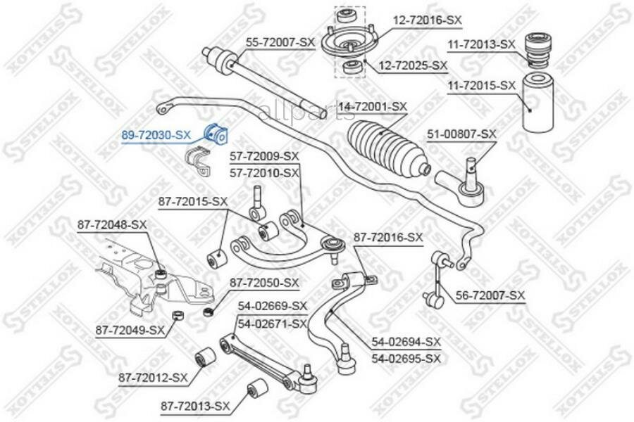 STELLOX 8972030SX втулка стабилизатора переднего центральная! d18\ Mitsubishi Galant EA#A 96>